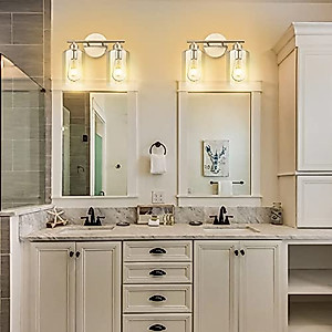 SEABLE Bathroom Vanity Light Brushed Nickel 2 Light Bathroom Light Fixtures with Clear Glass Shade Modern Wall Sconces Bathroom Lights Over Mirror UL Listed