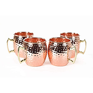 RV Hammered Copper Moscow Mule Mug with Brass Handle, 18oz