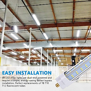 BSK.BESTKA 10PCS,8 FT LED Bulbs, 120W 19000lm 5000K Daylight, Super Bright, T8 T10 T12 LED Tube Lights, FA8 Single Pin LED Lights,V Shape, Clear Cover, 8 Foot LED Bulbs