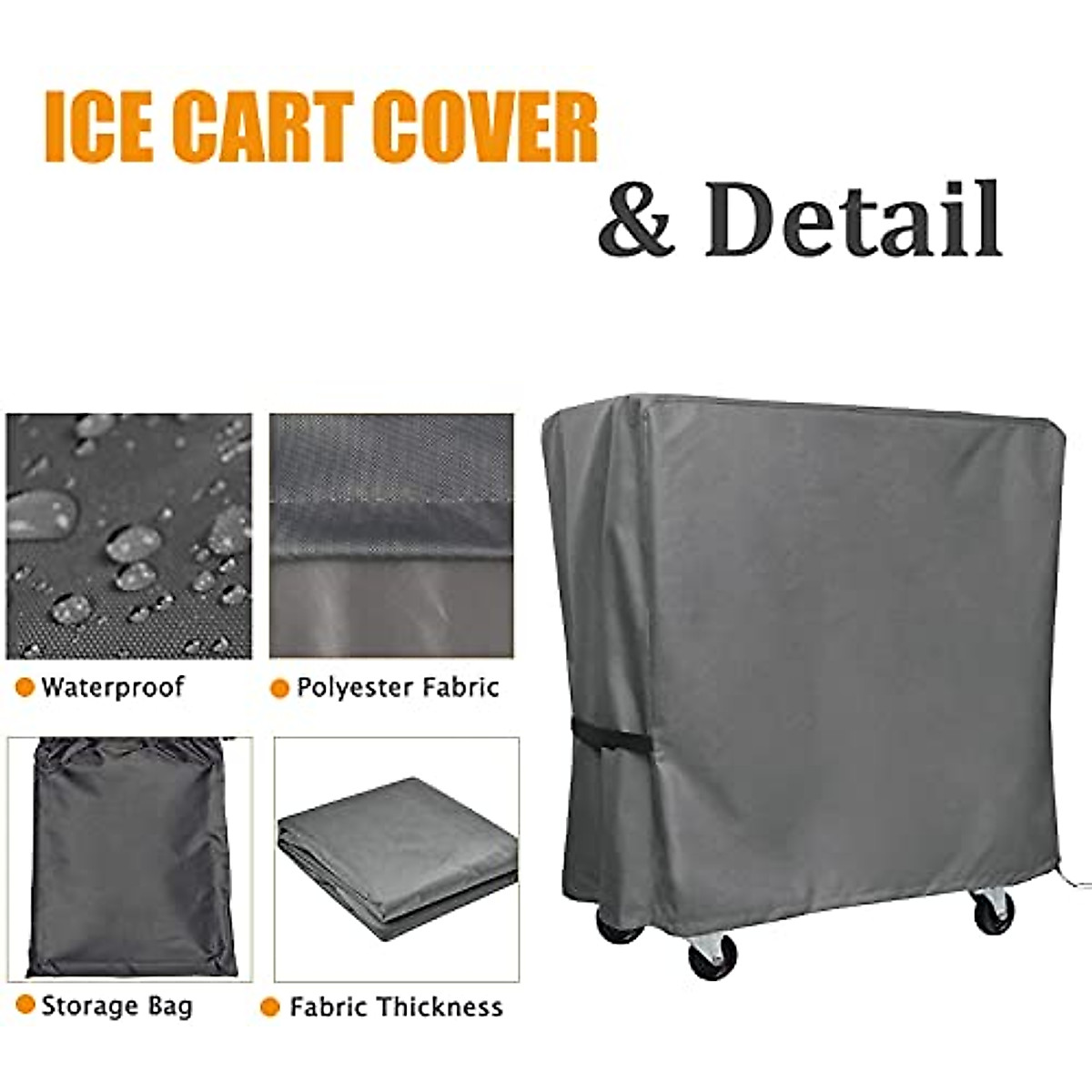 AKEfit Patio Cooler Cart Cover Waterproof with UV Coating, Fits Most 80 Quart Rolling Cooler Cart Cover, Outdoor Beverage Cart, Patio Ice Chest Protective Covers (Grey)