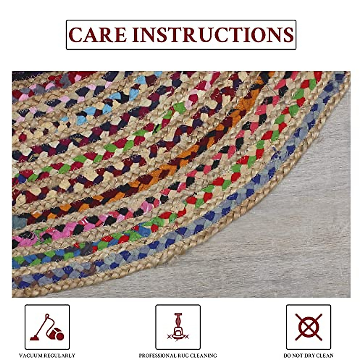 Hand Braided Cotton and Jute Rug - 4x6 feet Oval Reversible Farmhouse Accent Area Rug Boho Rustic Home Decor Colorful Recycled Chindi Carpet