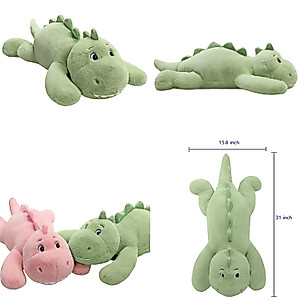 XMV 31 inch 5 lbs Dinosaur Weighted Stuffed Animals, Large Weighted Plush Animal, Cute Plush Toy Pillow, Soft Dino Plushie Gifts for Adults, Kids, Boys and Girls (Green)