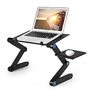 Laptop Table, Adjustable Laptop Bed Table, Laptop Computer Stand, Portable Laptop Workstation Notebook Stand Reading Holder with 2 CPU Cooling Fans and Mouse Pad in Bed Couch Sofa Office (New-version)