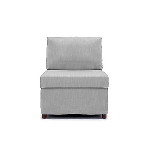 Modern Fabric Linen Middle Module for Modular Sofa Sectional Sofa Couch Accent Armless Chair, Cushion Covers Removable and Washable,Light Grey