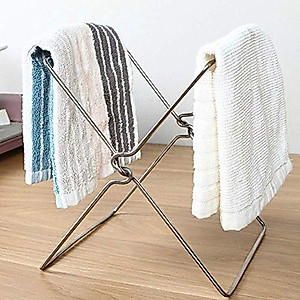 DONGKER Garbage Bag Holder, Trash Rack Hanger Stainless Steel Folding Trash Bag Holder for Cabinet Bathroom Trashcan