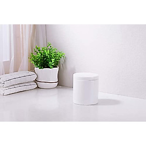 Rzoeox Cotton Swab Holder with Lid, Qtip Holder Bathroom, Resin Cotton Ball Canister Jar Cosmetics Makeup Countertop Organizer Containers Canister Apothecary Jar, White