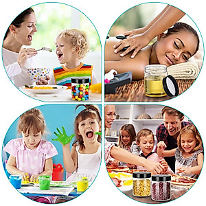 8OZ 32PCS Plastic Jars with Lids Empty Slime Cosmetics Containers Clear Gift Round PET Cream Jars with Black Lids Pen Labels for Kitchen Storage Spices Dry Food Body Butter Slime Making