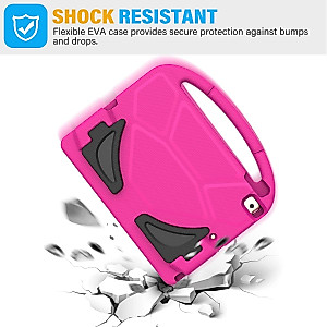SUPLIK Kids Case for iPad 9th/8th/7th Generation - iPad 10.2 inch 2021/2020/2019 Case with Built-in Screen Protector, Durable Shockproof Handle Stand Kids Case for Apple iPad 7/8/9 Gen, Pink