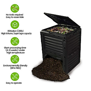 Garden Compost Bin and Multifunction Garden Tumbling Composter,Easy Assembling, Large Capacity, Fast Creation of Fertile Soil