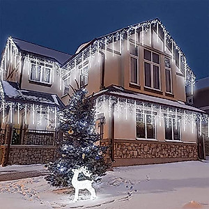 Meteor Shower Light 80cm 8 Tubes 576 LED Waterproof Falling Rain Lights Snow Falling for Home Decor Wedding Garden, White