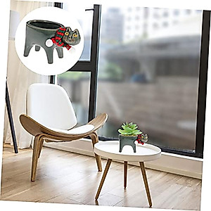 YARNOW with Other for Creative Porcelain Small Cactus Balcony Figures Garden Figurine Green Office Vase Collective Bonsai Planter Center Decorative Holder Shaped Kitten Supplies Cat Gift