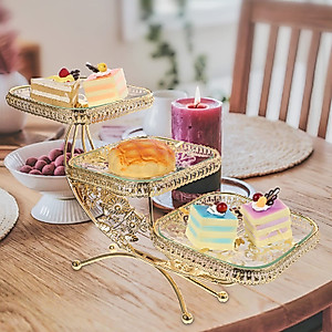 BESTOYARD 3 Tier Serving Stand European Style Glass Serving Platters Serving Trays for Snacks Appetizers Fruit Salad Cupcake Dessert Tea Party Display