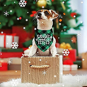 JOTFA 4 Pack Christmas Dog Bandanas, Holiday Christmas Plaid Dog Puppy Bandana Scarf Christmas Dog Costume for Small Medium Large Dogs Pets (2 Red and 2 Green, Plaid)