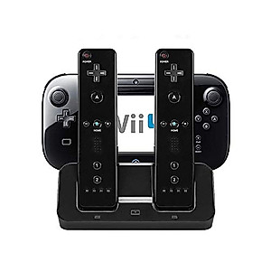 eLUUGIE 3 in 1 Charger Dock Charging Station Base for Wii U Gamepad Charger Stand wii u Gamepad Charger Cradle WII U Gamepad Power Stand wii u Charging Dock
