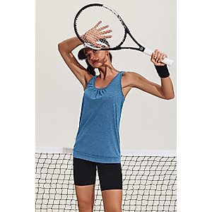 Beyove Racerback Tank Tops for Women Loose Fit Athletic Tops Workout Banded Bottom Tanks Pleated Shirts Yoga Activewear 3 Pieces