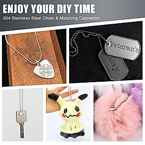 Mandalahuang 10 pcs Dog Tag Chain, Ball Chain Necklace, dog tag chains for men, Silver Nickel Plated Metal 27.6" Long 2.4mm Ball Bead Chain.