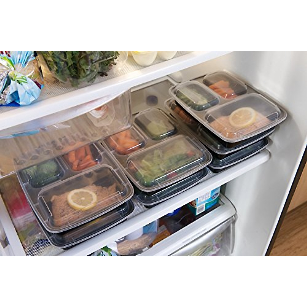 Meal Prep Haven 3 Compartment Airtight Lid Food Containers, 32 oz, Multicolored