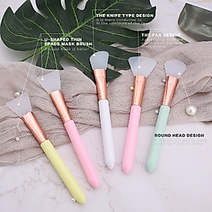 Elisel 5pcs Silicone Face Mask Brushes Flexible Facial Mud Mask Applicator Brush for Applying Facial Mask,Sleeping Mask, clay mask,Body Lotion Mask Beauty Tools Makeup Brushes Applicator (Style 1)