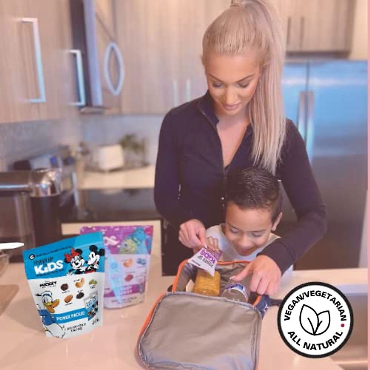 Power Up Kids Mickey & Friends Power Packed Trail Mix By Gourmet Nut - Cherries,Whole Cashews,Sliced Almonds,Raisins & Pumpkin Seeds - Gluten Free, Non GMO - 1.2oz Individually Wrapped Pouches (6 Pk)