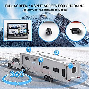 eRapta 1080P Wired Backup Camera System Kit,9" HD DVR Monitor with IP69 Waterproof Reverse/Side View Camera for RV Truck/Semi Box Truck/Trailer A9