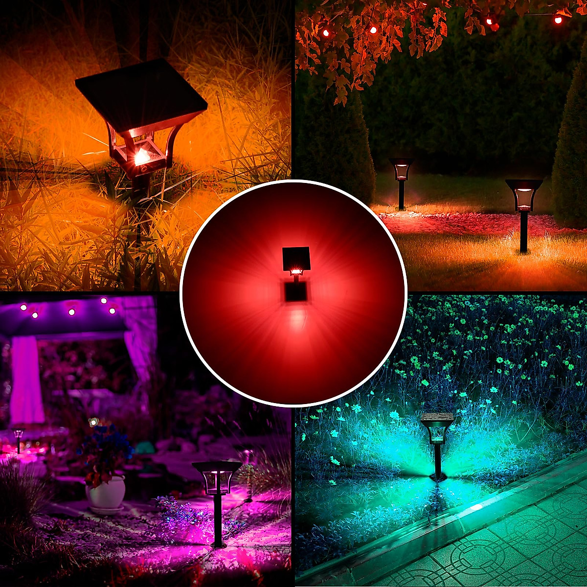 CINOTON 42W LED Barn Light Dusk to Dawn Outdoor Lighting, Black 1 Pack & Outdoor Solar Landscape Pathway Lights Warm White & Multicolor 4 Pack