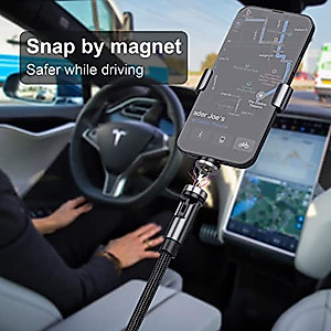 N. NETDOT NetDot 540°Rotation 3in1 Magnetic Charging Cable, 6.6ft 3 Pack Gen15 Magnetic Phone Charger and Magnetic Charger for Micro USB, USB-C/Type C and i-Product, 3in1 Black