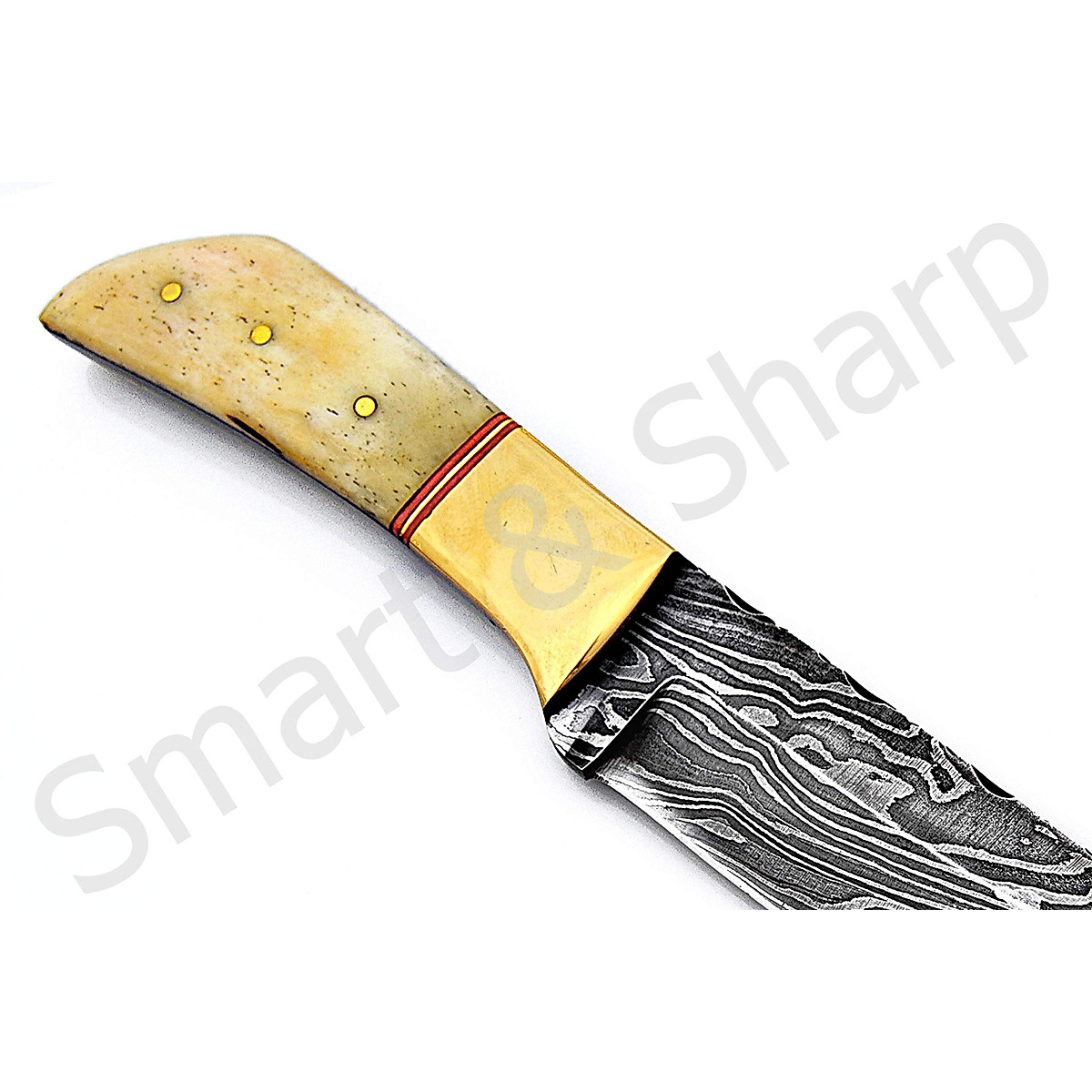 Smart & Sharp Custom Handmade Damascus Steel Hunting Knife/Skinning Knife AA-17280 (Natural Bone)