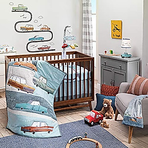 Lambs & Ivy Baby Car Tunes 4-Piece Nursery Crib Bedding Set - Blue