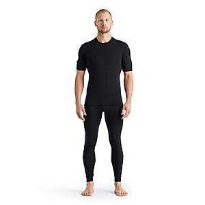 Icebreaker Merino Wool 175 Everyday Men’s Cold Weather Leggings with Fly - Thermal Underwear for Men with Contoured Slim Fit - 100% Merino Wool Base Layer - Premium Long Johns - Black - Large