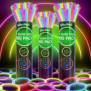 300 Ultra Bright Glow Sticks Bracelets and Necklaces - Halloween Glow in The Dark Party Supplies Decorations - Bulk 8" Glowsticks Party Favors Pack