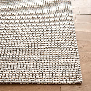 SAFAVIEH Natural Fiber Collection Area Rug - 9' x 12', Natural & Ivory, Handmade Farmhouse Jute & Wool, Ideal for High Traffic Areas in Living Room, Bedroom (NFB553A)
