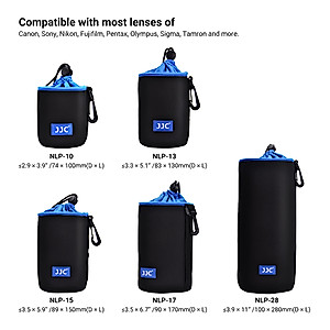 JJC Drawstring Neoprene Camera Lens Pouch Case, Protective Lens Bag for Mirrorless Lenses Up to 3.5 x 5.9 (D X H) for Canon RF 24-240mm EF-S 18-55mm f/3.5-5.6 Ni 55-200mm f/4-5.6G and More