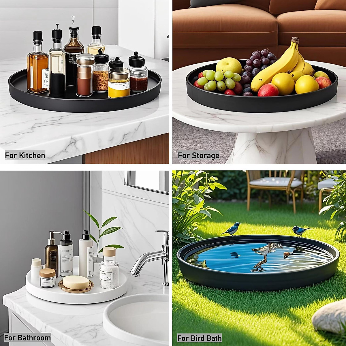 Yukfona Ceramic Plant Saucer Pot Tray 10 Inch, Planter Saucers 4 5 6 7 8 9 10 11 12 13 Inch for Indoors Outdoor, Durable Sturdy Flower Drainage drip Water Tray for Glazed Pots Base (10.7 Inch-White)