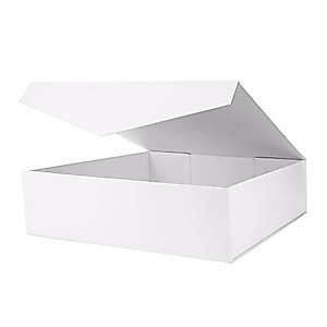 PACKHOME 16.3x14.2x5 Inches, Christmas Gift Box, Extra Large Gift Box with Lid, Gift Box for Clothes and Large Gifts (Matte White with Grain Texture)