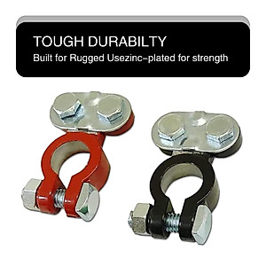 Dewkou Pack-2 Car Cables Terminal Connectors, Zinc-plated Top Terminal Kit with 2 PCS Felt Post Washers, Automobile Accessories, Universal for Most Cars, Trucks and Vans (Silver)