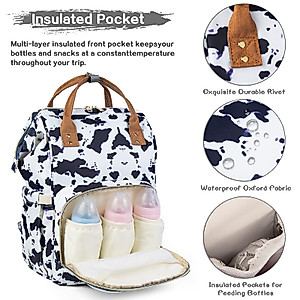 LIMHOO 4 in 1 Diaper Bag Backpack Set for Baby Girls Mom Large Capacity Waterproof Baby Care Bag Multi-Function Nappy Bag (Cow)