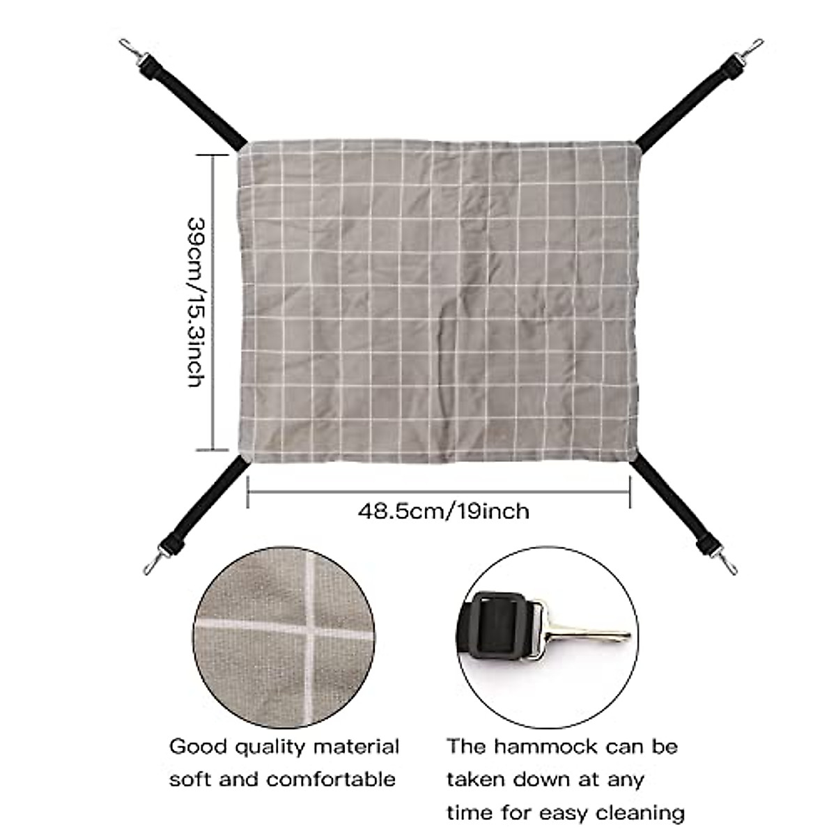 3 Pcs Cat Hammock, Reversible Cat Hanging Hammock Pet Cage Hammock Soft Plush Cat Bed Double Sided Resting Sleepy Pad with Adjustable Straps for Cats Rabbits Small Dogs Small Animals