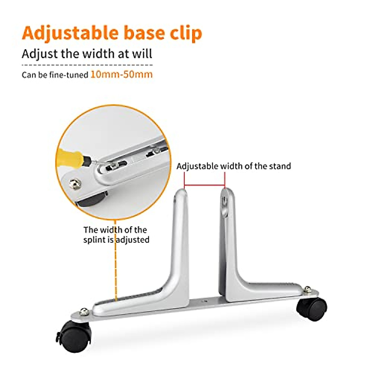 MYOYAY 2 Packs Room Divider Screen Holder,Thickened Aluminum Alloy Room Divider Feet Movable Wheel Privacy Screen Protector Holder for Bedroom Bathroom Office(Silver)