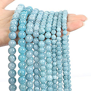 45pcs 8mm Blue Chalcedony Jades Natural Stone Beads for Jewelry Making，Energy Stone Healing Power，Enjoy DIY Fun