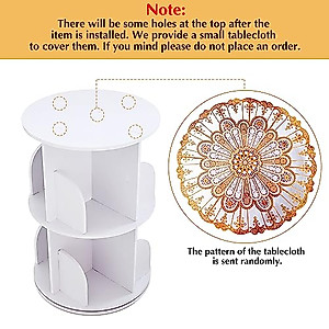 BJTDLLX Rotating Bookshelf, 2 Tiers Freestanding Storage Shelf, 360° Rotating White Bookshelf Round Bookcase Magazines A4 Papers Organizer, for Home Office Living Room 15.7x15.7x23.6in, White 2 Tiers