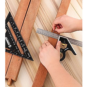 RONGPRO Rafter Square and Combination Square Tool Set, 7 Inch Triangle Carpenter Square Die-cast Aluminum Alloy and 12 Inch Zinc-Alloy Die-Casting Combo Square Ruler - Rafter Square Layout Tool