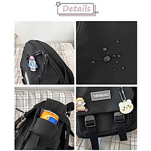 MUSICARD Girls Kawaii Backpack with Cute Pendant and Pins, Cute Mini Aesthetic Rucksack School Bag for Teens