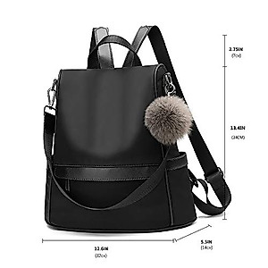 CHERUTY Women Backpack Purse Nylon Anti-theft Fashion Casual Lightweight Travel School Shoulder Bag(Black)