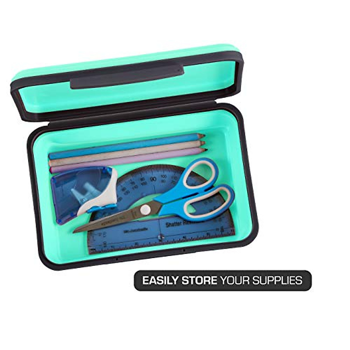 It's Academic Flexi Storage Boxes with Lids, Collapsible Pencil Case for Craft and School Supplies, 4-Pack, Assorted