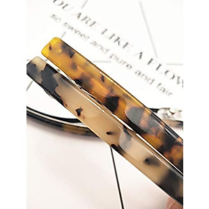 4 Pack 4 Inches Elegant Automatic Hair Clip Long and Thin Handmade Celluloid Onyx Hair Clip Barrette Ponytail Holders for Women Girls