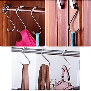 Enenes 20 Pack Heavy Duty S Shape Hooks S Stainless Hanging Hangers with Protect Cap for Kitchen, Balcony, Bathroom, Bedroom(Large Size-5.51x1.77 inch)