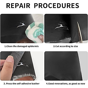Lifeshoon Leather Repair Patch, 17X79 inch Self Adhesive Leather Repair, Large Leather Repair Tape for Couches, Furniture, Car Seats, Cabinets, Wall, Handbags （Black, 17X79 inch）