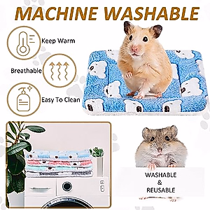 Tuanse 4 Pack Guinea Pig Bed Mat Bedding Rabbit Winter Bed Pad for Indoor Warm Small Animal Mattres Fleece Sleeping Pad for Hedgehogs Bunny Ferrets Hamster(Bear,13 x 10 Inch)