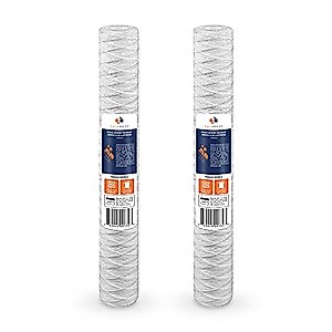 Aquaboon 5 Micron 20" x 2.5" String Wound Sediment Water Filter Cartridge | Universal Replacement for Any 20 inch RO Unit | Compatible with 101-230, PD-5-20, AP110-2C, P5-20, CFS124-C20, 2-Pack