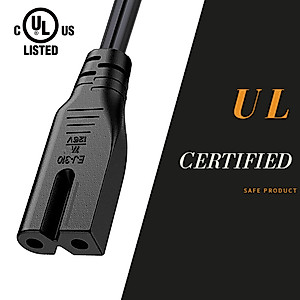 BICMICE 12Ft Extra Long 2 Prong Polarized Power Cord for Vizio-LED-TV Smart-HDTV E-M-Series Sound Bar 2 Slot Adapter-AC-Wall-Cable:IEC-60320 IEC320 C7 to NEMA 1-15P for Sharp Philips LED TV PS1 PS2